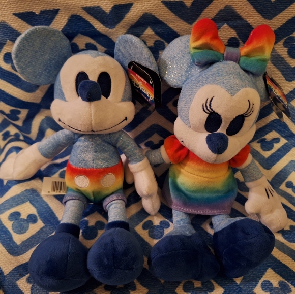 Disney | Toys | Disney Pride Mickey Mouse Minnie Mouse Rainbow Plush ...
